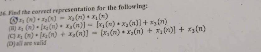 Solved Find the correct representation for the following: | Chegg.com