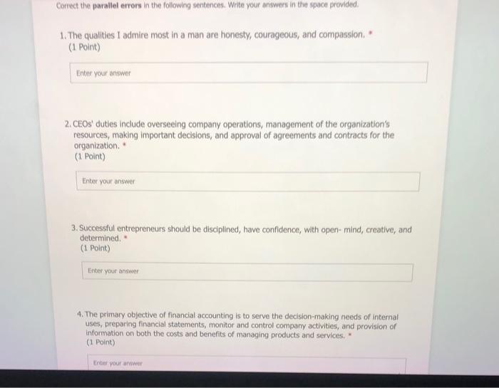 Solved Correct the parallel errors in the following | Chegg.com
