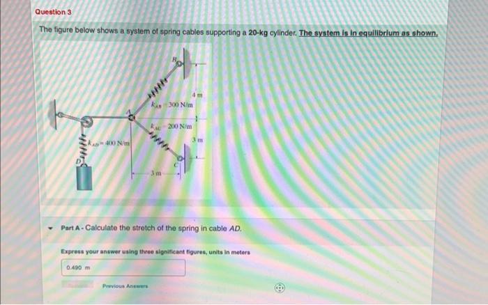 Solved The figure below shows a system of spring cables | Chegg.com