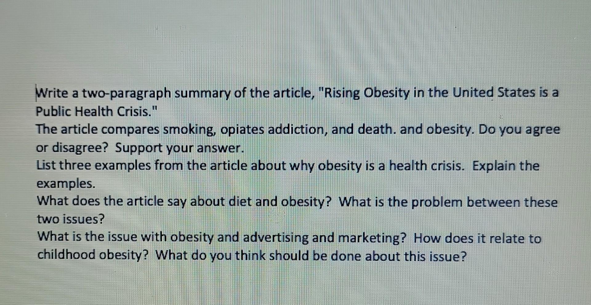 Solved Write a two-paragraph summary of the article, "Rising | Chegg.com