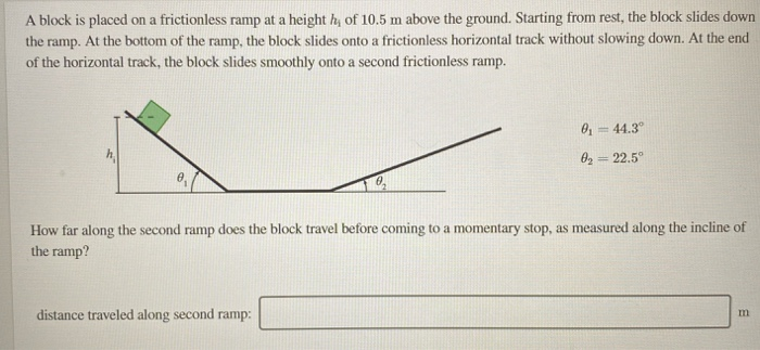 Solved A block is placed on a frictionless ramp at a height | Chegg.com