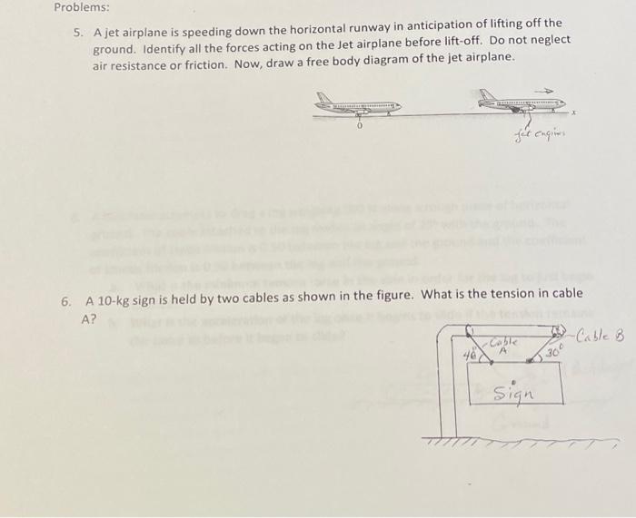 Solved 5. A jet airplane is speeding down the horizontal | Chegg.com