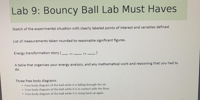 Solved Lab 9: Bouncy Ball Lab Must Haves Sketch of the | Chegg.com