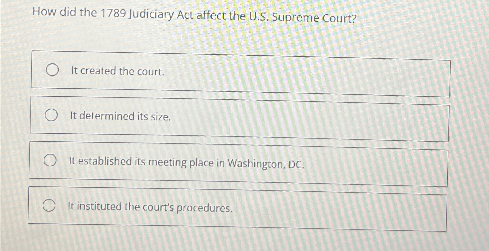 Solved How did the 1789 ﻿Judiciary Act affect the U.S. | Chegg.com