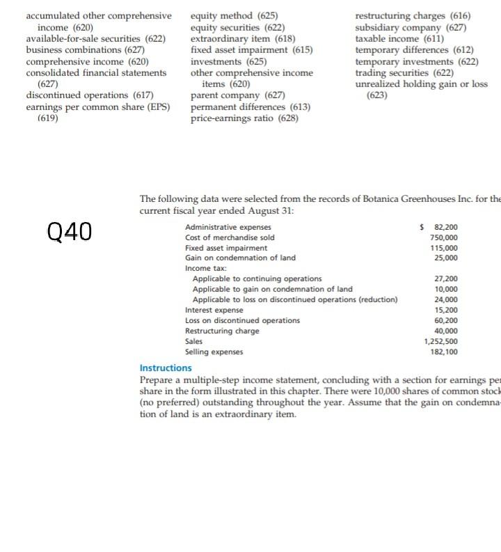 Solved accumulated other comprehensive income (620) | Chegg.com