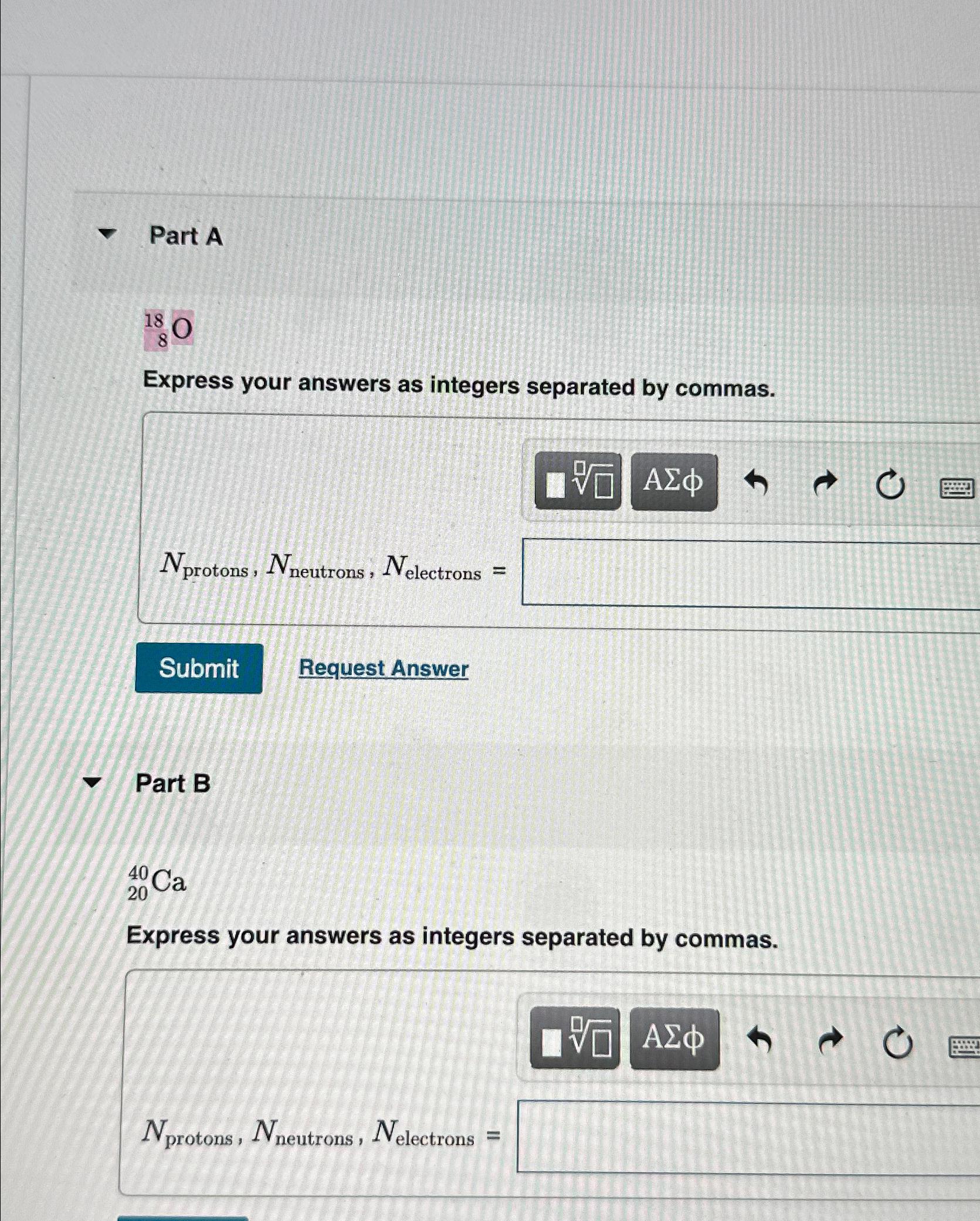 Solved Part A?818OExpress your answers as integers separated | Chegg.com