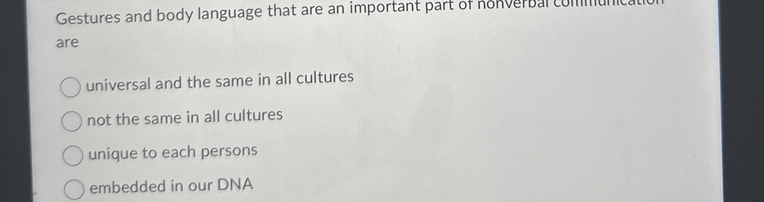 Solved Gestures and body language that are an important part | Chegg.com