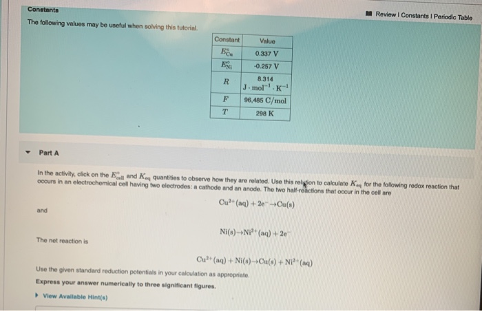 Solved Review I Constants I Periodic Table Constants The | Chegg.com