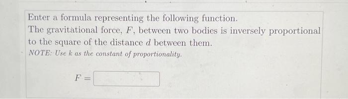 Solved Enter a formula representing the following function. | Chegg.com