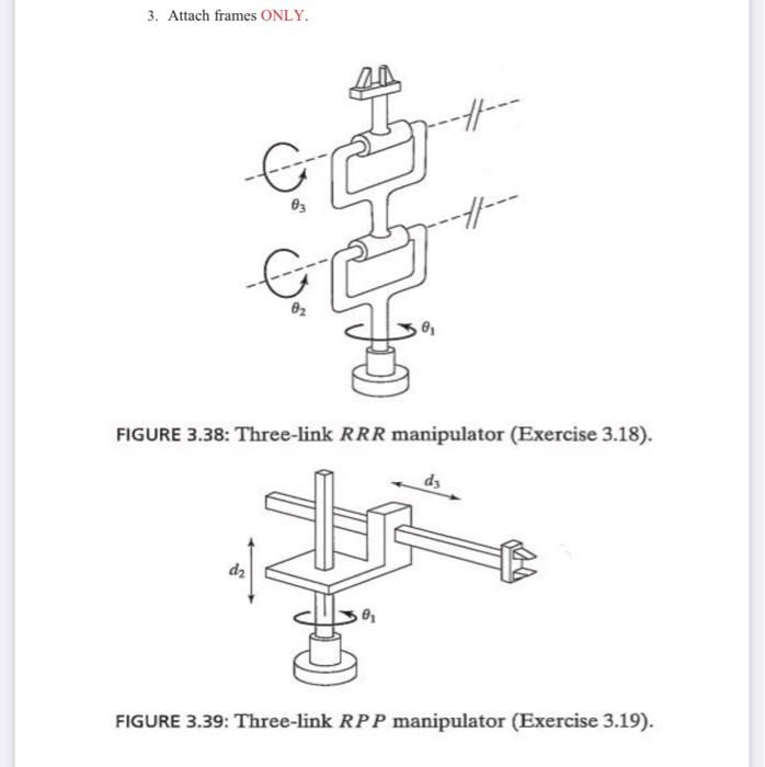 FIGURE 3.38: Three-link RRR manipulator (Exercise | Chegg.com