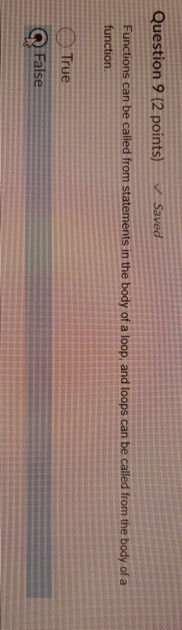 Solved Question 9 (2 points) Saved Functions can be called | Chegg.com