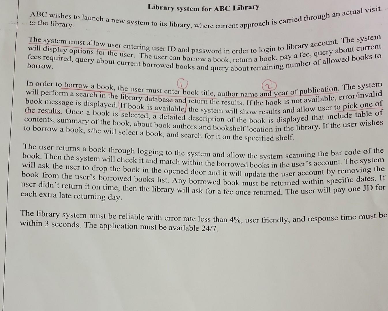 Solved Library system for ABC Library to the library. The | Chegg.com