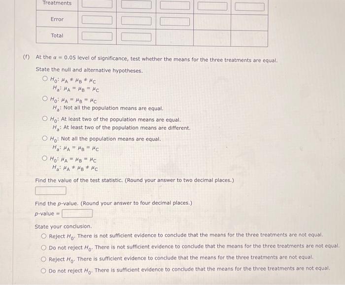 Solved (d) Compute the mean square due to error. (Round your | Chegg.com