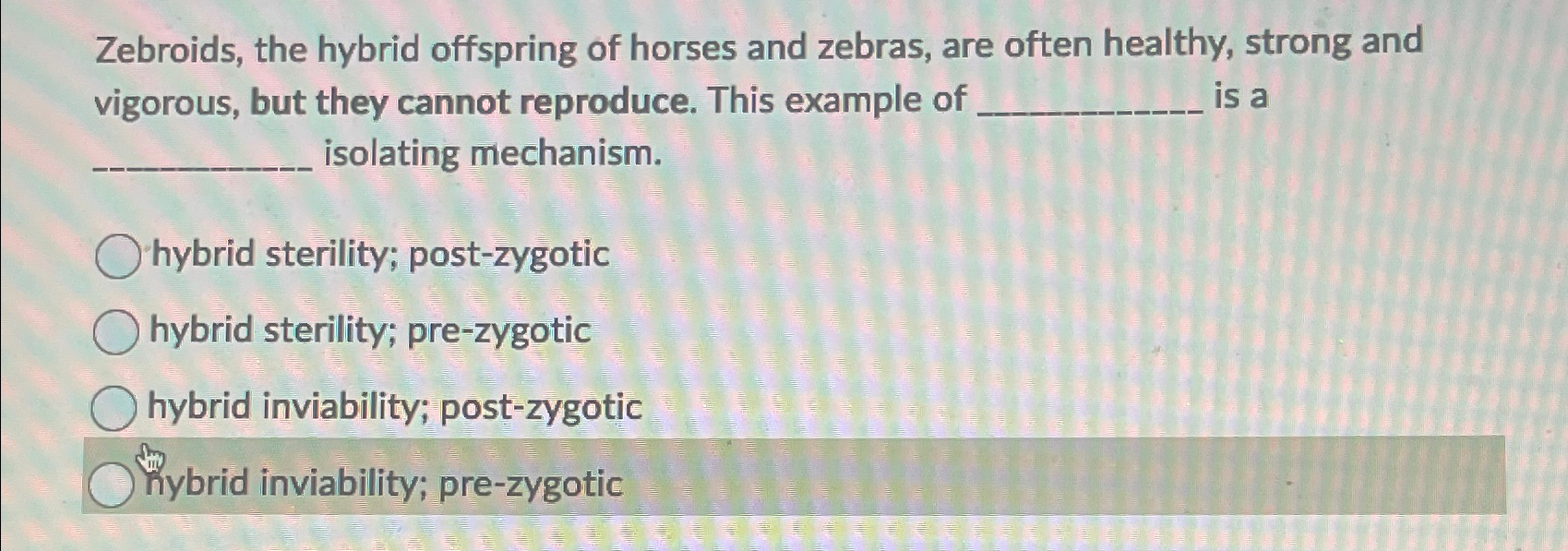 Solved Zebroids, the hybrid offspring of horses and zebras, | Chegg.com