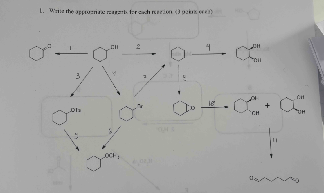 Solved 1. ﻿Write the appropriate reagents for each reaction. | Chegg.com