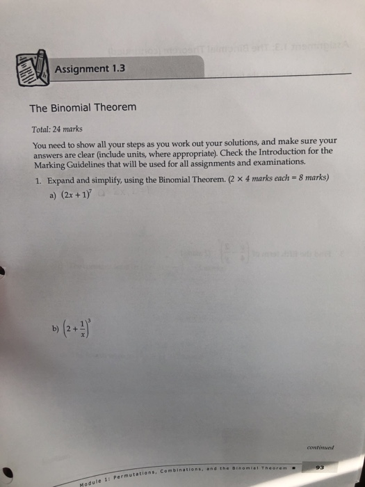 Solved Module 1Permutations, combinations, and the binomial | Chegg.com