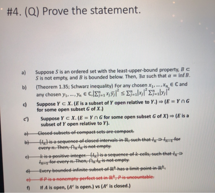 Solved #4. (Q) Prove the statement. a) b) c) c) Suppose S is | Chegg.com