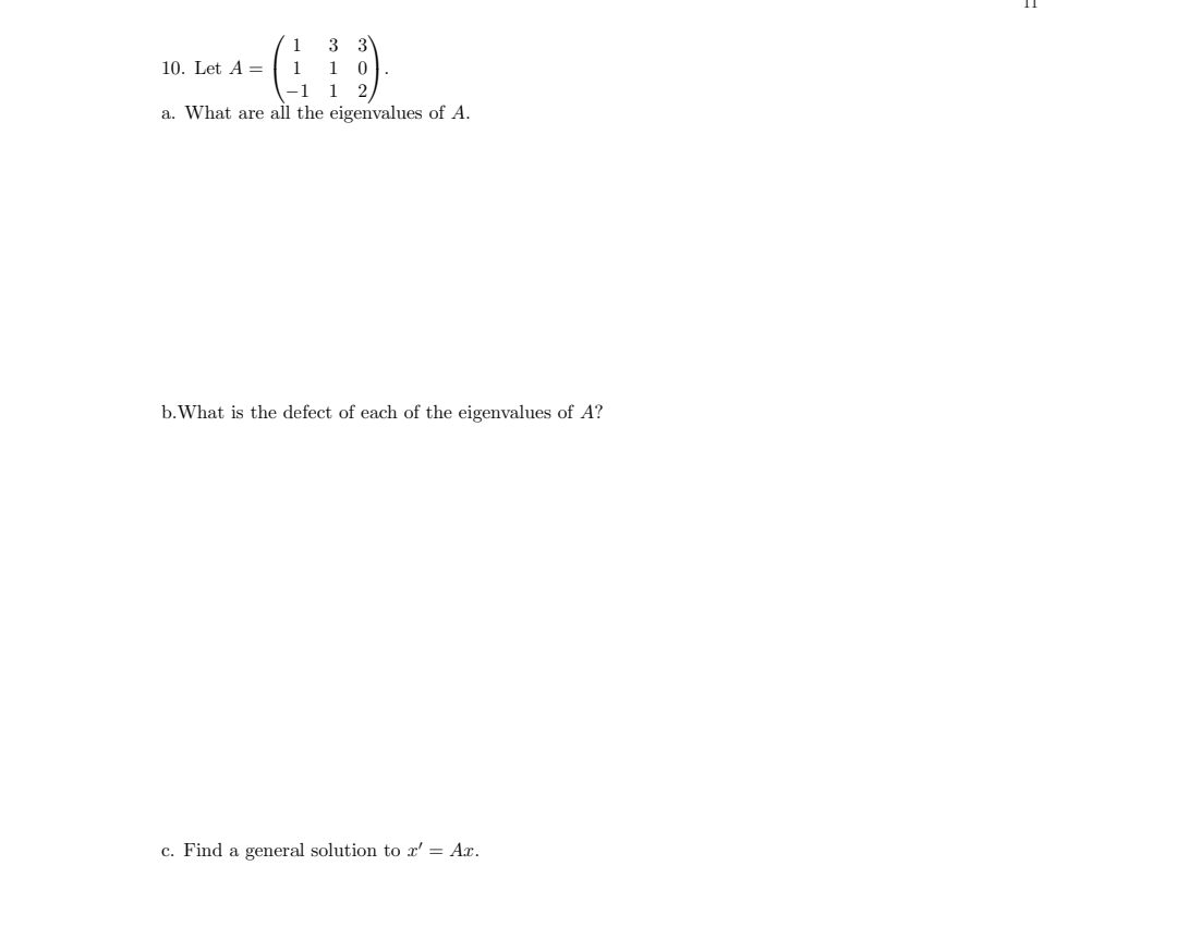 Solved 10. Let \\( A=\\left(\\begin{array}{ccc}1 & 3 & 3 | Chegg.com