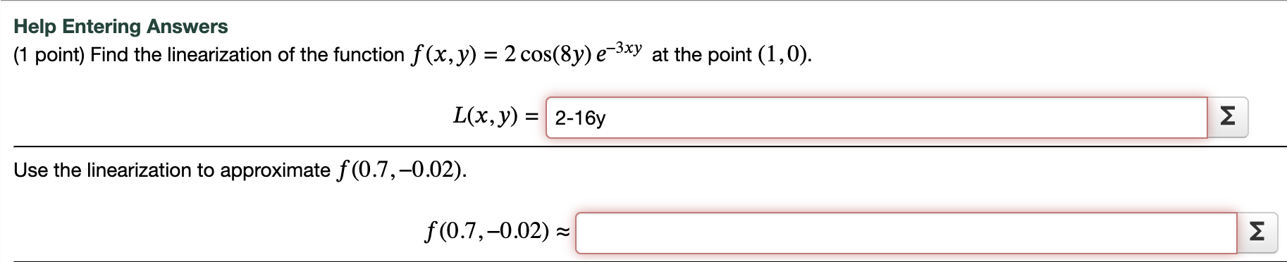 Solved Help Entering Answers(1 ﻿point) ﻿Find the | Chegg.com