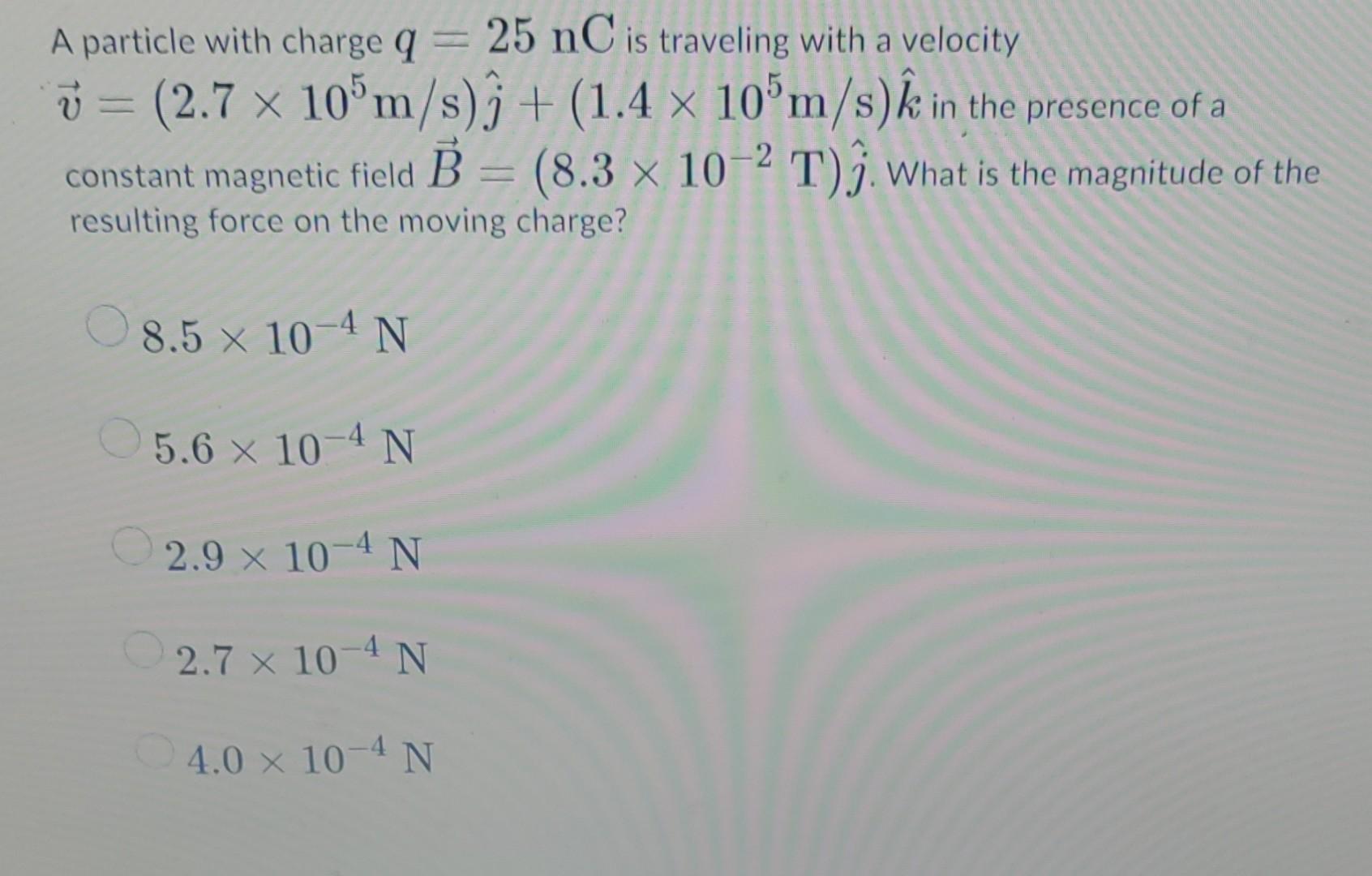 Solved A particle with charge q = 25 nC is traveling with a | Chegg.com