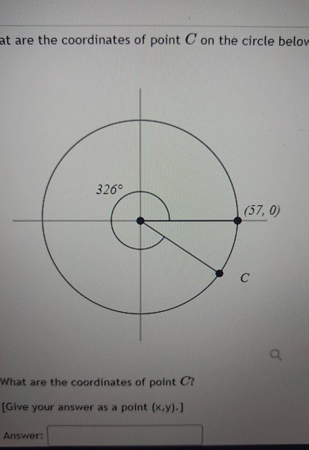 Solved at are the coordinates of point C on the circle belov | Chegg.com