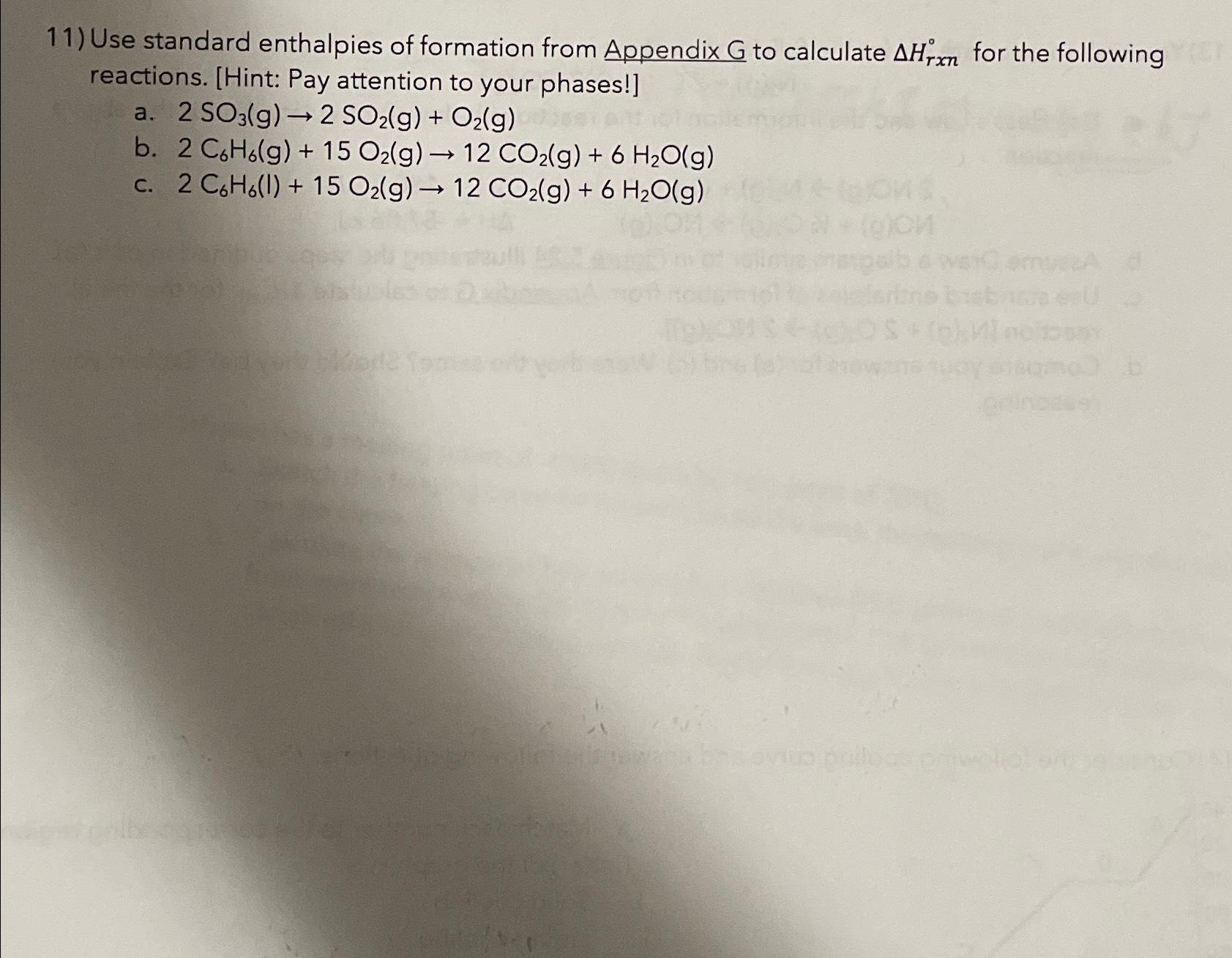 Solved Use standard enthalpies of formation from Appendix G | Chegg.com