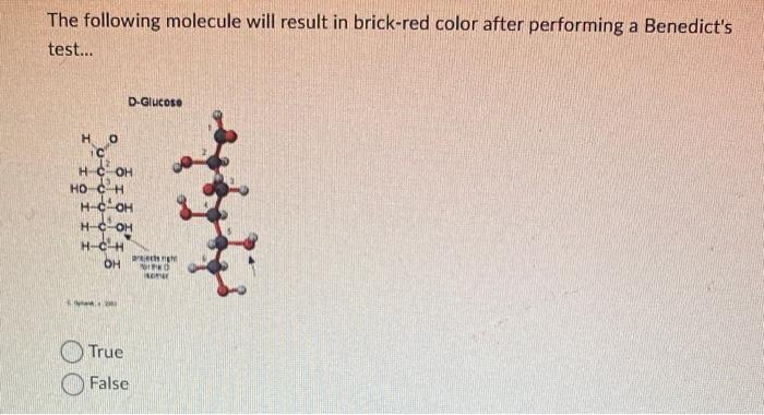 Solved The following molecule will result in brick-red color | Chegg.com