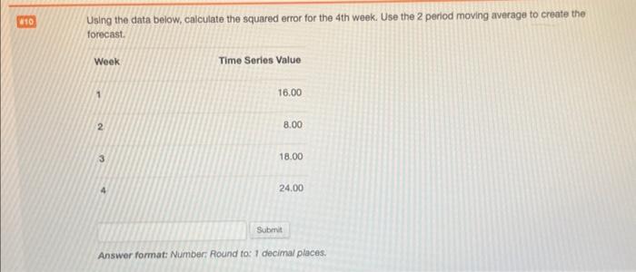Solved Using the data below, calculate the squared error for | Chegg.com