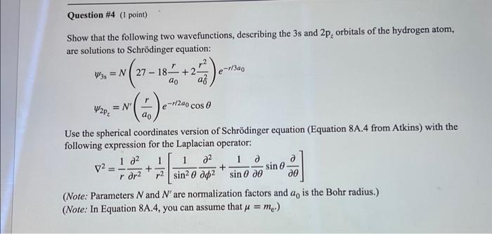 Solved Question #4 (1 point) Show that the following two | Chegg.com