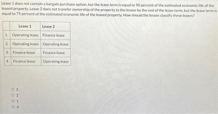 Solved Lease 1 does not contain a bargain purchase option, | Chegg.com