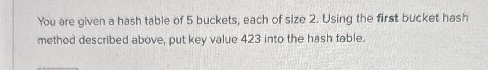 Solved You are given a hash table of 5 ﻿buckets, each of | Chegg.com