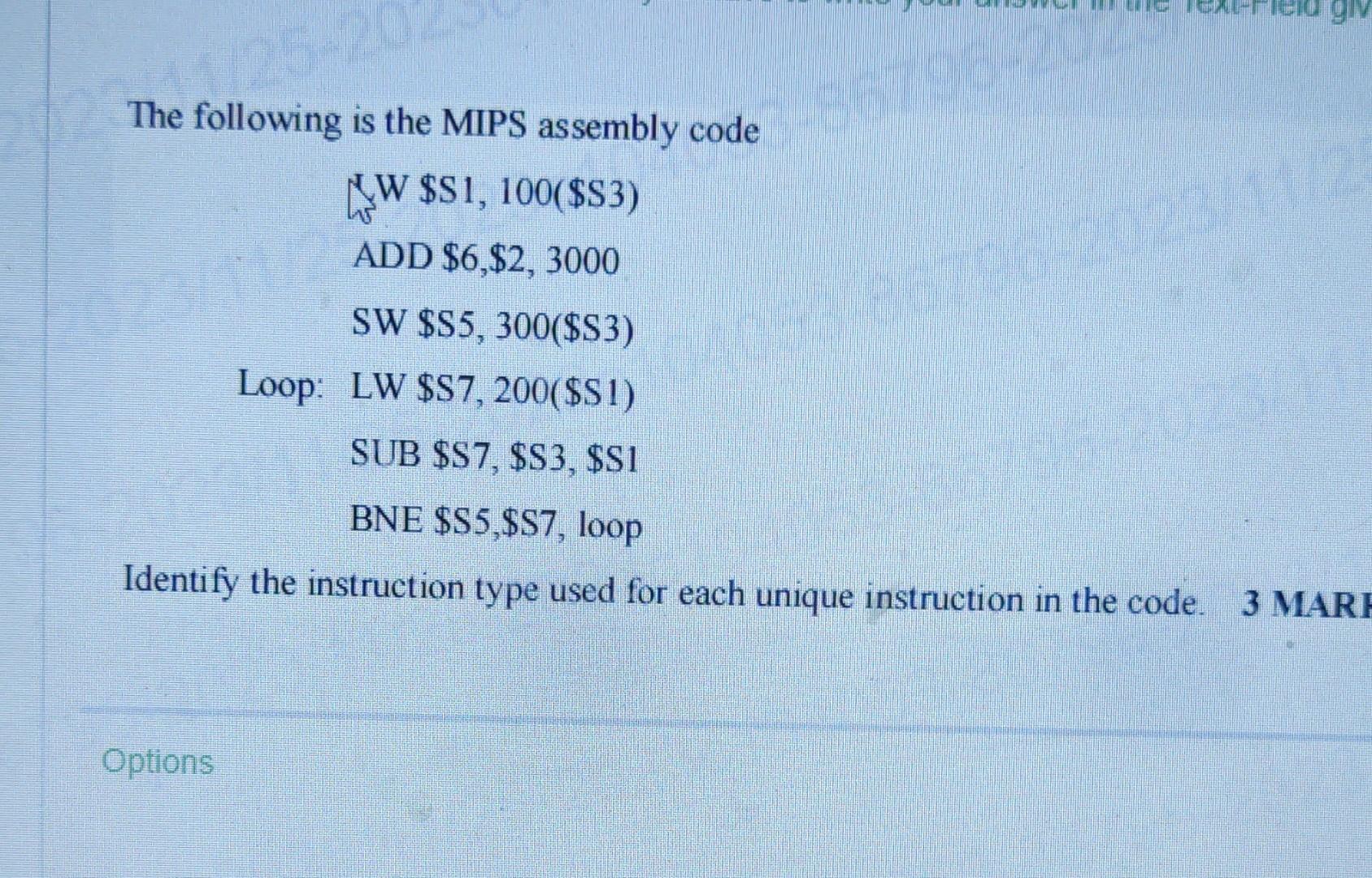 Solved The following is the MIPS assembly code (WW \$S1, | Chegg.com