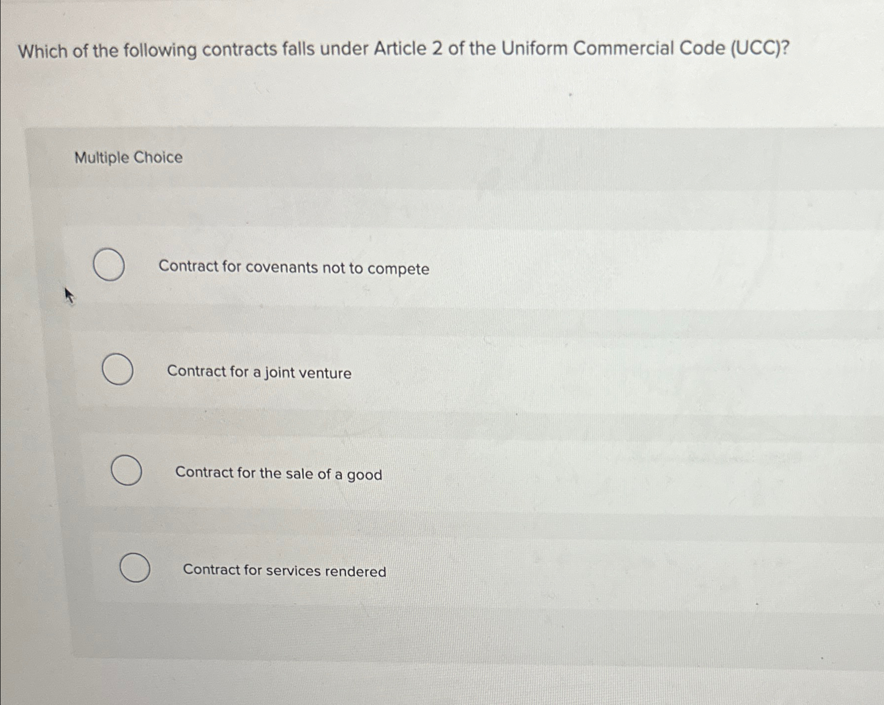 Solved Which of the following contracts falls under Article | Chegg.com