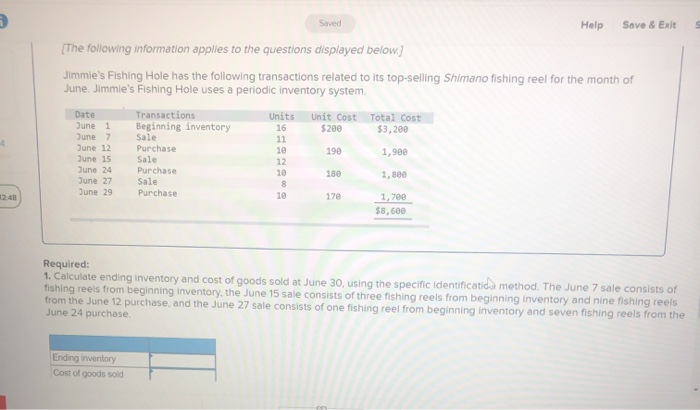 Solved Saved Help Save & Exit (The following information | Chegg.com