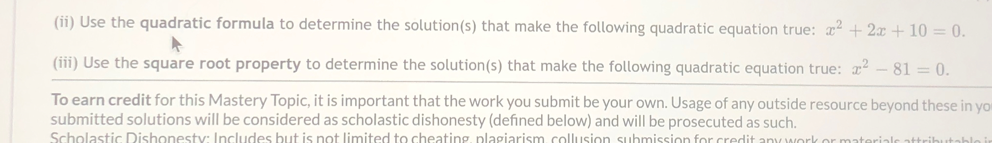 Solved (ii) ﻿Use the quadratic formula to determine the | Chegg.com