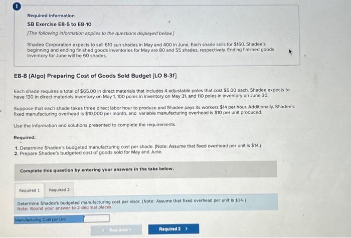 Solved Required information SB Exercise E8-5 to E8-10 [The | Chegg.com