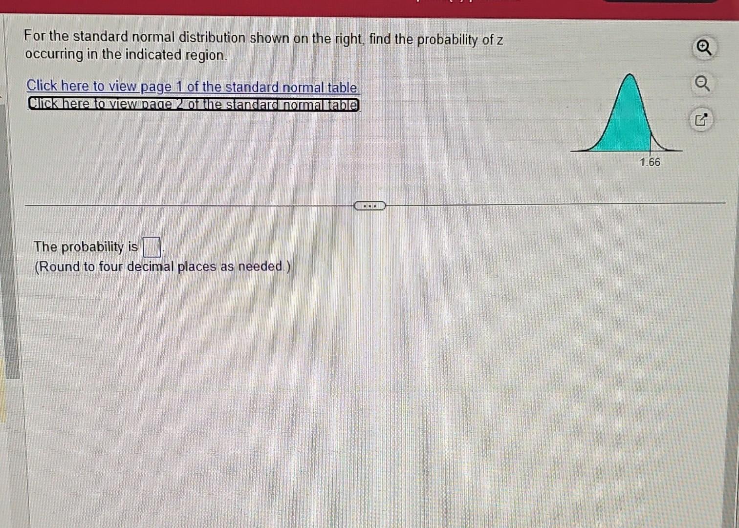Solved For the standard normal distribution shown on the | Chegg.com