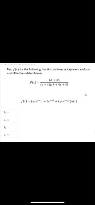 Solved Find f(t) for the following function via inverse | Chegg.com