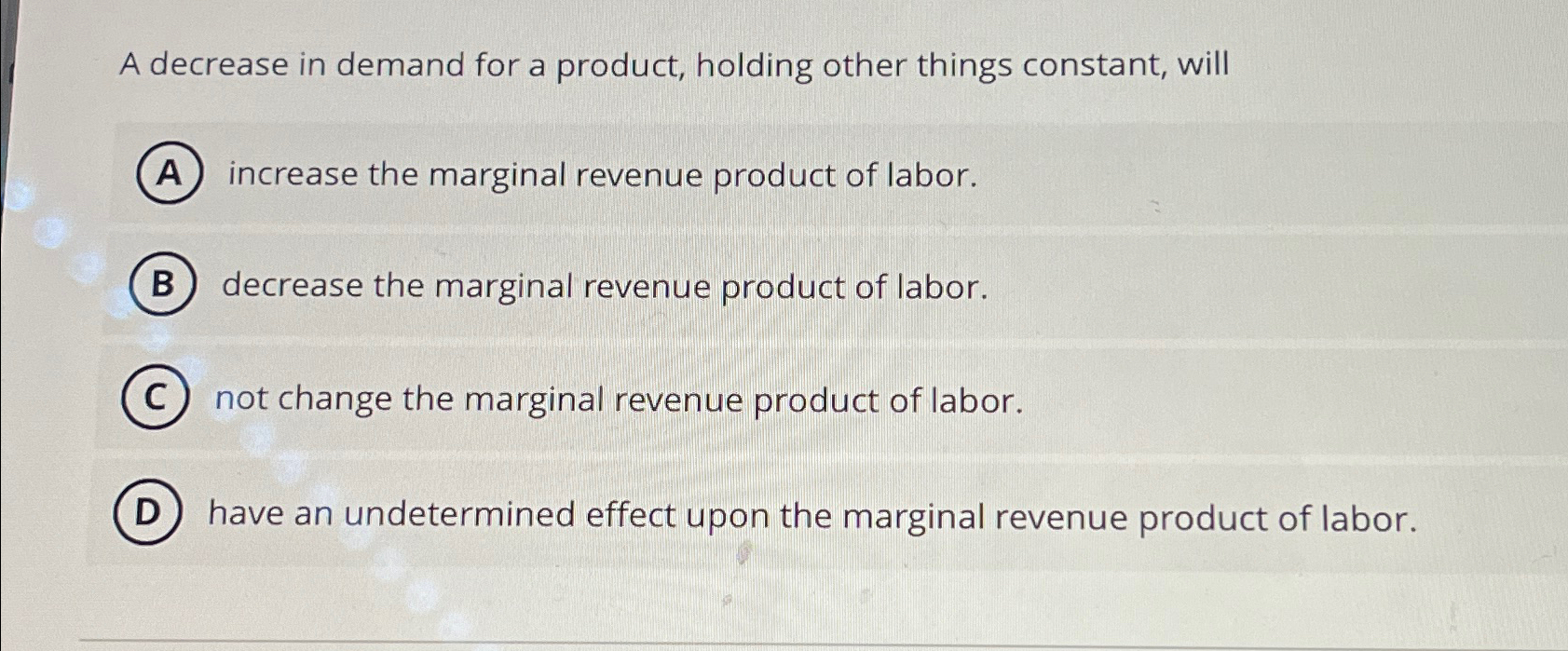 Solved A decrease in demand for a product, holding other | Chegg.com