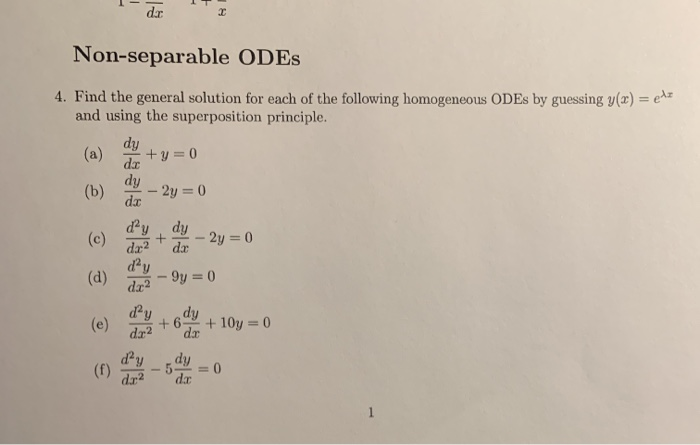 Solved dar Non-separable ODEs 4. Find the general solution | Chegg.com