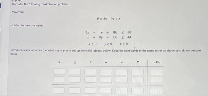 Solved Consider the following maximization problem. Maximize | Chegg.com