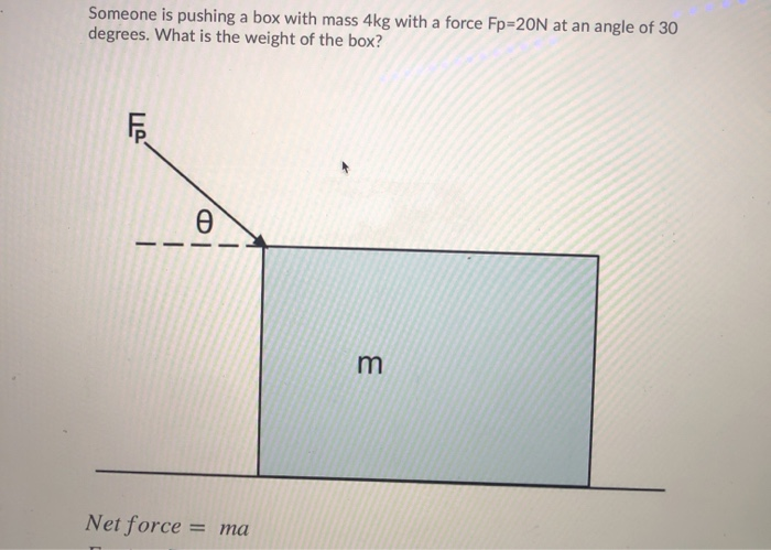 Solved Someone is pushing a box with mass 4kg with a force | Chegg.com
