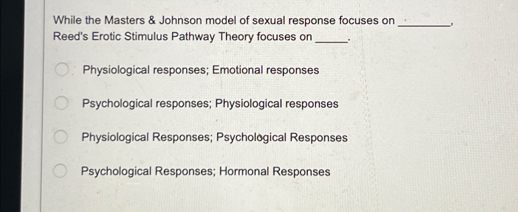 Solved While the Masters & Johnson model of sexual response | Chegg.com
