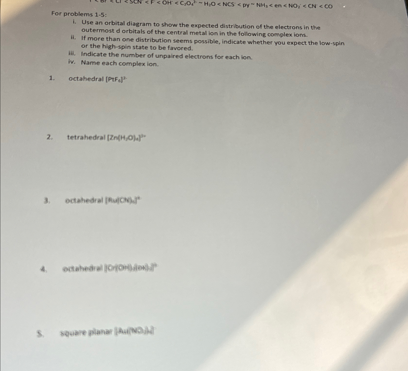Solved For problems 1-5:i. ﻿Use an orbital diagram to show | Chegg.com