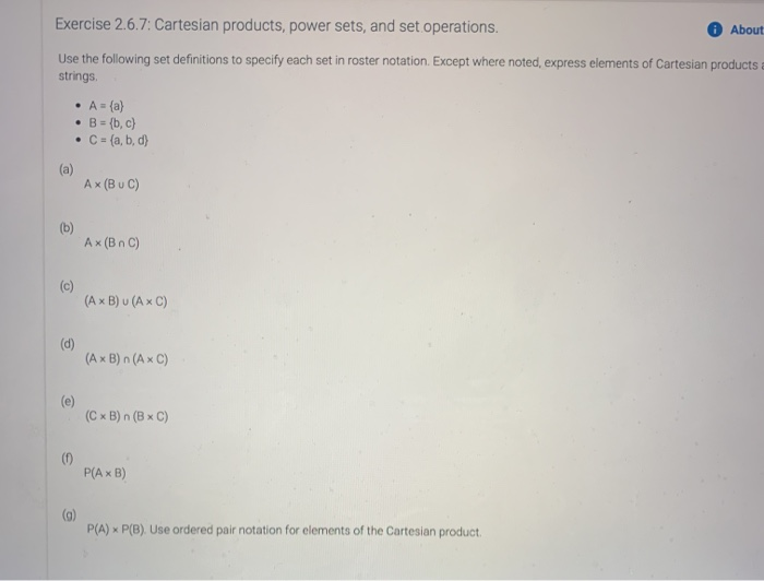 Solved Exercise 2.6.7: Cartesian products, power sets, and | Chegg.com