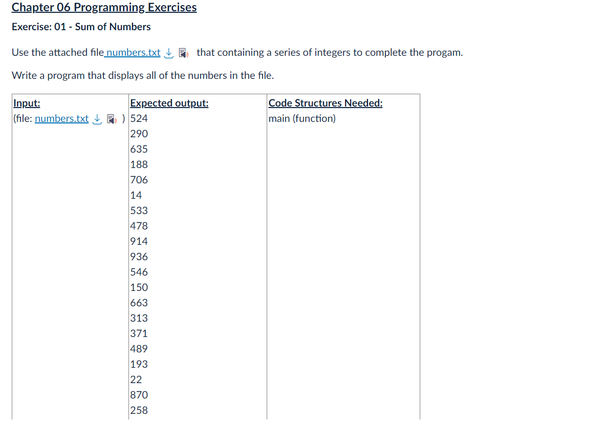 Solved Chapter 06 ﻿Programming ExercisesExercise: 01 - ﻿Sum | Chegg.com