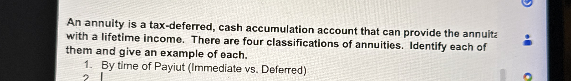 Solved An annuity is a tax-deferred, cash accumulation | Chegg.com