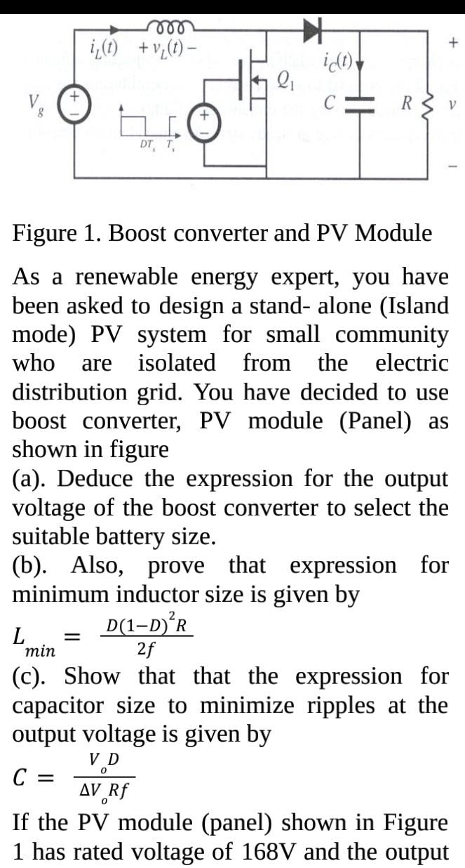 Solved Figure 1. Boost converter and PV Module As a | Chegg.com
