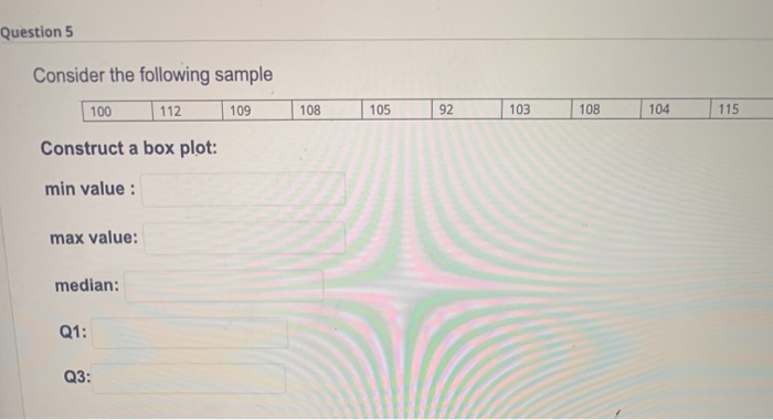 Solved Question 5 Consider the following sample 100 112 109 | Chegg.com