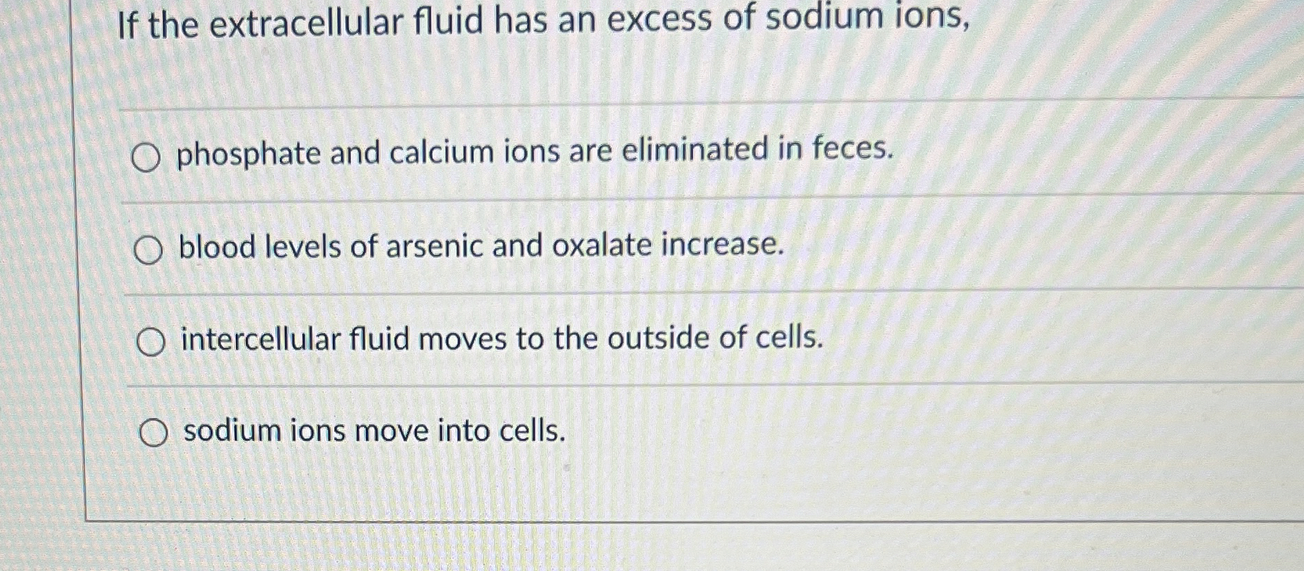 Solved If the extracellular fluid has an excess of sodium | Chegg.com